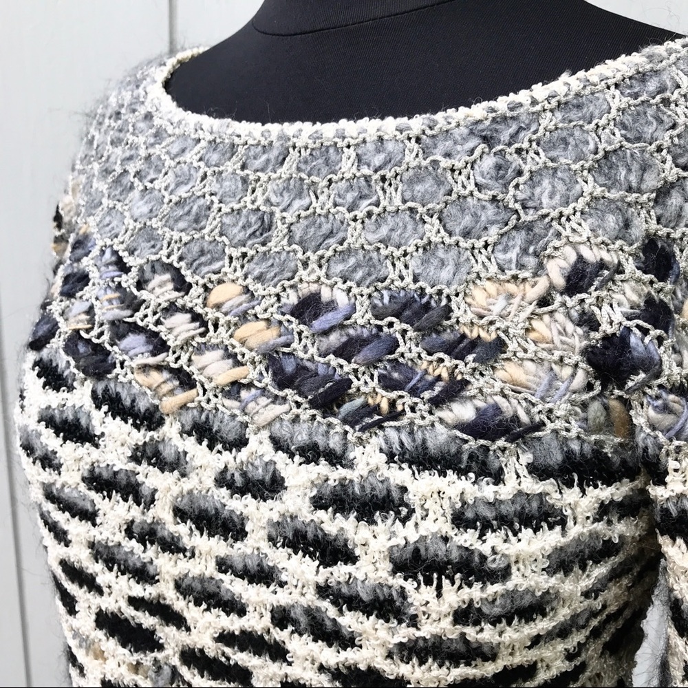 Vintage Colleen Toland Hand Knit Crochet Sweater - Gem